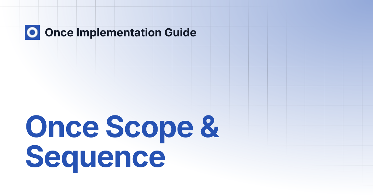Once Scope & Sequence | Once Implementation Guide