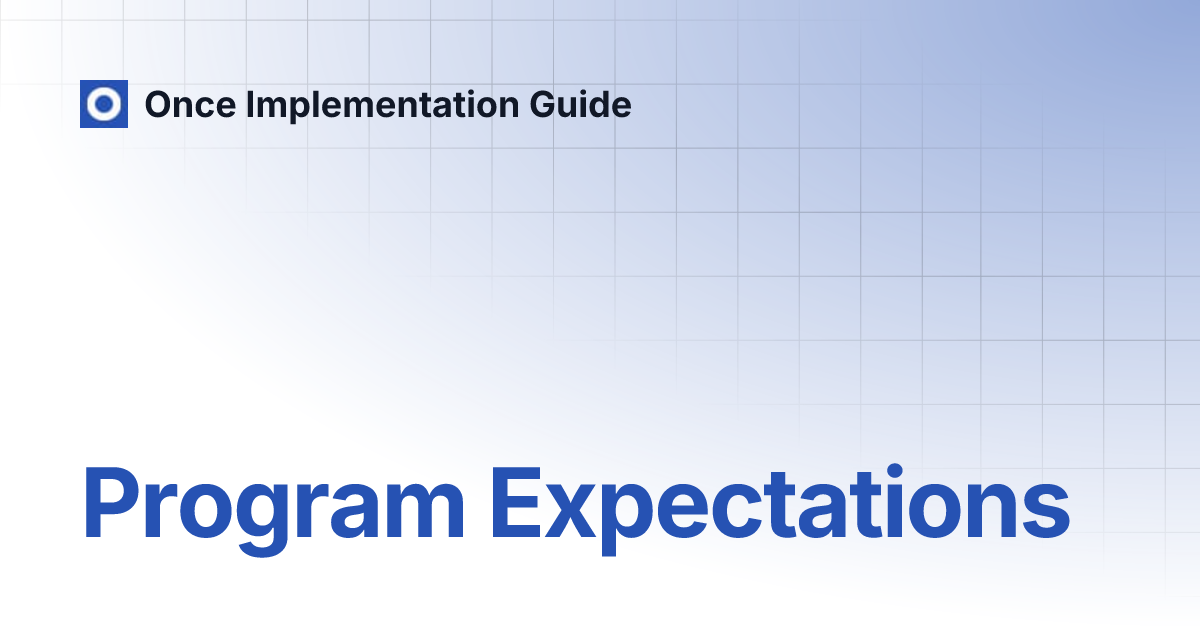 Program Expectations | Once Implementation Guide